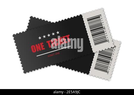 Realistic cinema ticket icon in flat style. Admit one coupon entrance ...