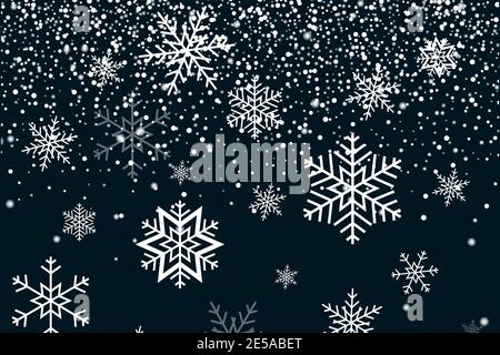 Falling snowflakes christmas background. Subtle flying snow flakes and ...
