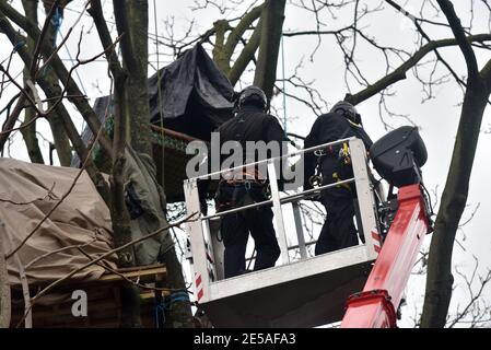 London, UK. 27th Jan, 2021. Bailiffs in helmet swith head torches ...