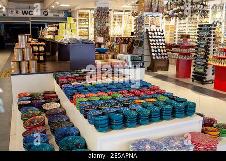 Traditional turkish crockery at oriental bazaar. Souvenirs from Turkey ...
