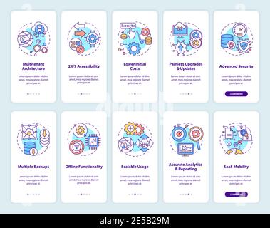 Software-as-service strong points onboarding mobile app page screen ...