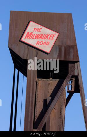HASTINGS, MN, USA - NOVEMBER 28, 2020: Milwaukee Road Railroad logo and ...
