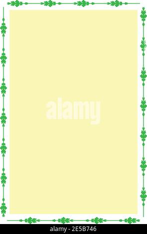 A vertical illustration of a gre patterned frame with a blank space ...