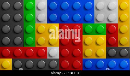 Colorful constructor parts plastic building blocks seamless background ...