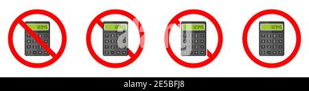 Calculator not allowed sign, calculator prohibition vector symbol Stock ...