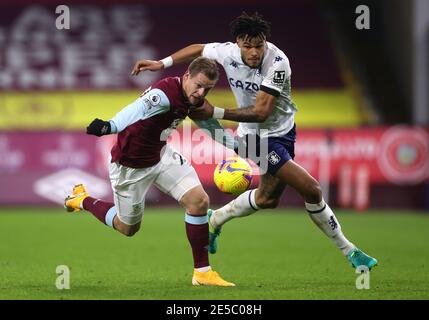 Burnley's Matej Vydra (left) and Aston Villa's Tyrone Mings battle for ...
