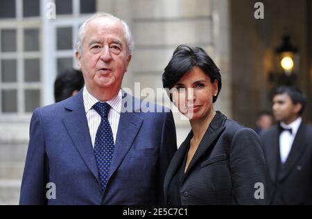 Edouard Balladur and Rachida Dati leave ceremony where the amendment to ...