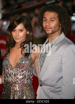 Ashley Tisdale and Corbin Bleu arriving on a red carpet for 'High ...