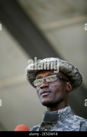 The General Laurent Nkunda, chief of the CNDP's rebels during a meeting ...