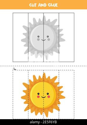 Vector cut and glue solar system for children. Space educational ...