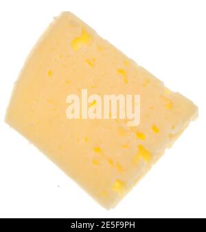 Cheddar cheese rectangular block or piece isolated on white, shadowless ...