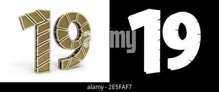 nineteen gold 19 number 3d illustration render Stock Photo - Alamy