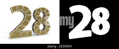 3D Gold Number twenty-eight on white background Stock Photo - Alamy