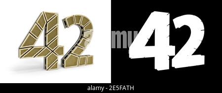 42 gold number 3d illustration render Stock Photo - Alamy