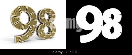 number 98 (number ninety-eight) perforated with small holes on the ...