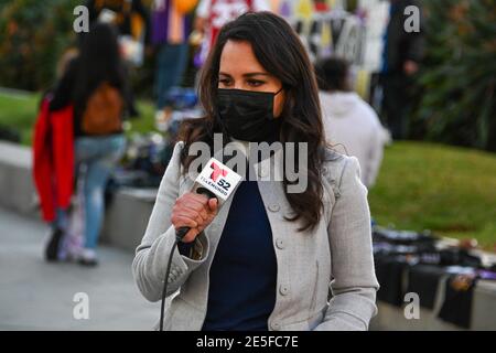 Telemundo 52 reporter Sandra O’Neill gathers news at a memorial for ...