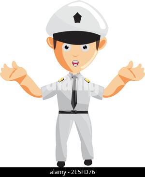 Airplane Pilot Hand Confused Cartoon Character Aircraft Captain in ...