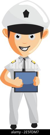 Executive In Uniform Holding Phone And Checktable Text Space Background ...