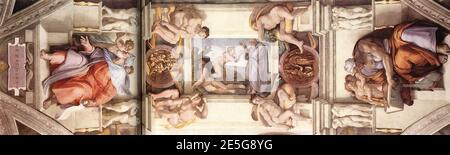 Bay 4 of the Sistine Chapel ceiling by Michelangelo features the ...