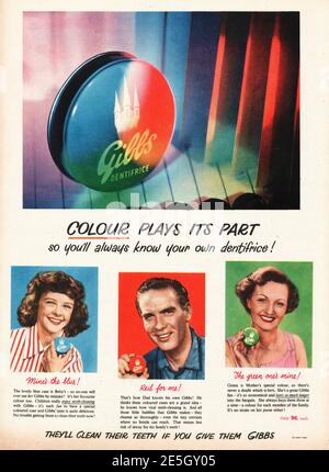 1950 UK Magazine Advert Gibbs Toothpaste Stock Photo - Alamy