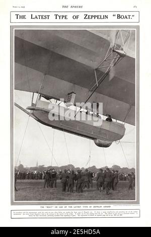 World War I - Zeppelin airship flying with two airplanes over the ...