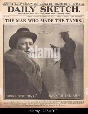 1917 Daily Sketch Winston Churchill and tank production Stock Photo - Alamy