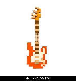 Pixel art electric guitar icon, vector illustration Stock Photo - Alamy
