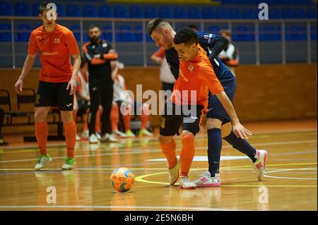 KHARKIV, UKRAINE - JANUARY 24, 2021: The futsal match of Ukrainian ...