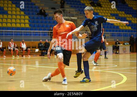 KHARKIV, UKRAINE - JANUARY 24, 2021: The futsal match of Ukrainian ...