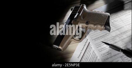 NICS Background check form in the publioc domain with an assault rifle ...