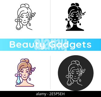 Microcurrent facial treatment set vector illustration. Cartoon ...