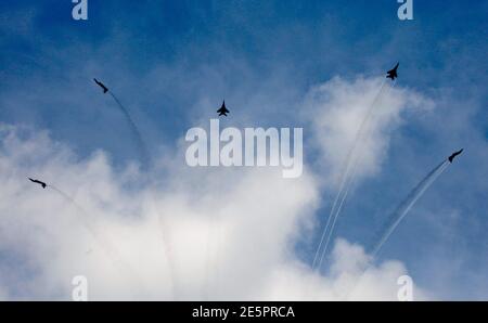 A Royal Malaysian Air Force MiG-29N Interceptor and Su-30MKM multirole ...