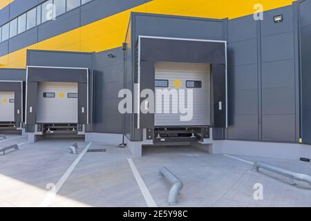 Loading Cargo Dock Door at Distribution Warehouse Stock Photo - Alamy
