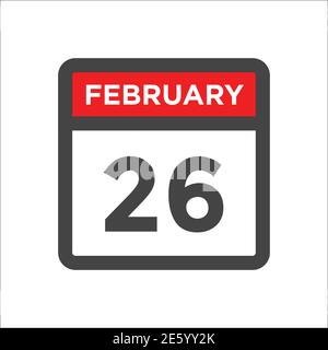 Icon calendar day - 26 February. 26th days of the month, vector ...