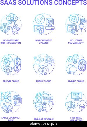 SaaS solutions concept icons set Stock Vector Image & Art - Alamy
