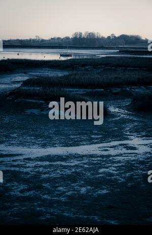 Tinted photograph of the river Deben at low tide, lockdown walks, sunny ...