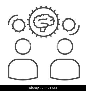 Knowledge or ideas sharing between two people head, transferring knowledge, innovation, brain ...