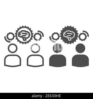 Knowledge or ideas sharing between two people head, transferring knowledge, innovation, brain ...