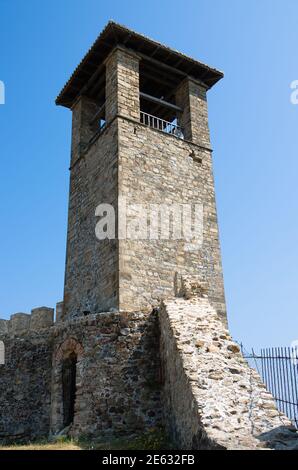 Historical landmark Preza Fortress Albania. Old minaret mosque ...