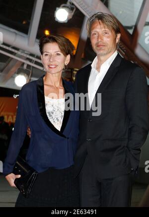 Danish actor Mads Mikkelsen, his wife Hanne Jacobsen (L), daughter ...