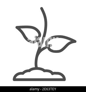 Small sprout with first leaves line and solid icon, spring concept ...