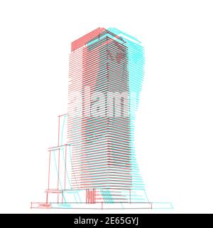 Abstract glitch architectural drawing sketch,Illustration Stock Photo ...
