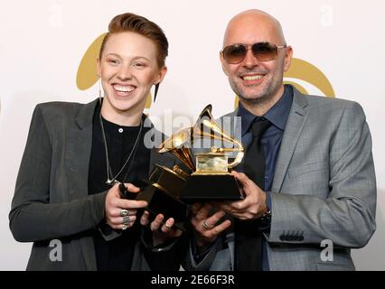 Elly Jackson (L) and Ben Langmaid of British group La Roux pose with ...