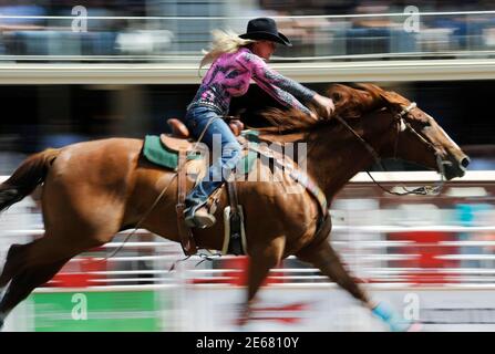 July 10, 2011 - Calgary, Alberta, Canada - Barrel racer Angie Meadors ...