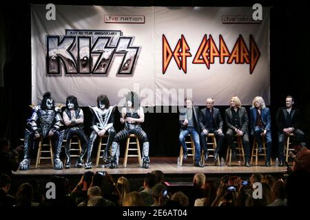 Def Leppard on stage during the first leg of their groundbreaking ...