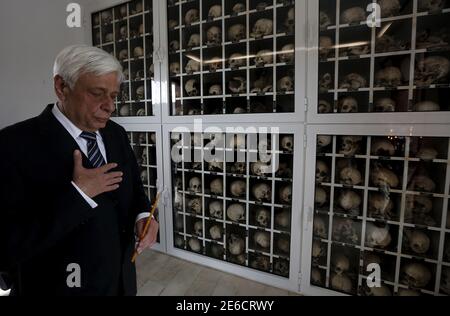 Central Greece, Distomo, war memorial to the town massacre by the Nazis ...