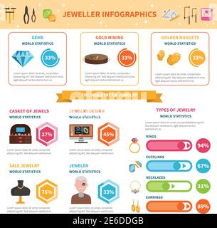 Jeweller infographics set. Jeweller infographics set with luxury ...