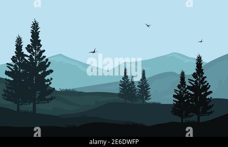 Cool atmosphere with a nice view in the morning. Vector illustration of ...