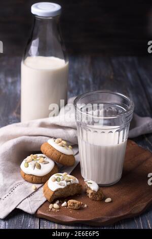 Sweet and homemade gingerbread nuts for Christmas with chocolate Stock ...