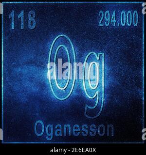 Oganesson chemical element, Sign with atomic number and atomic weight ...